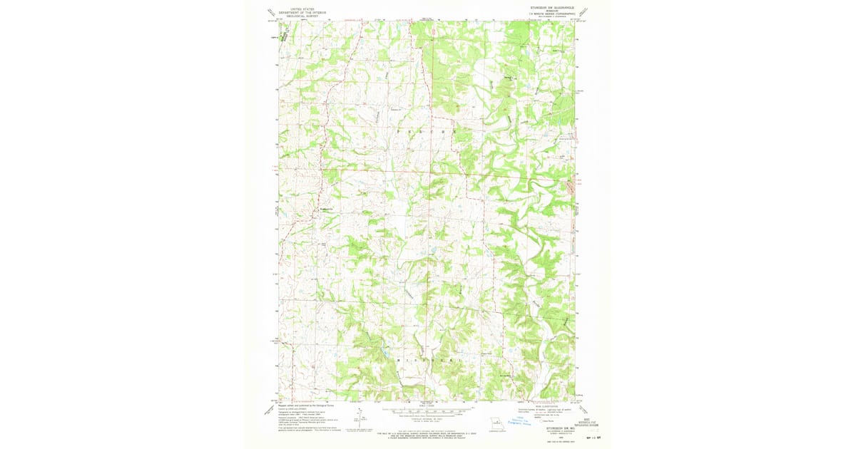 1969 Map of Sturgeon SW, Boone County, MO — High-Res | Pastmaps