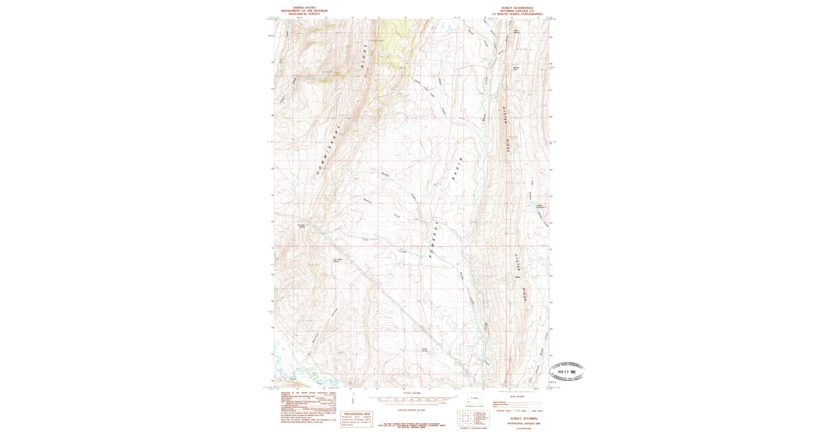 1985 Map of Sublet, Lincoln County, WY — High-Res | Pastmaps