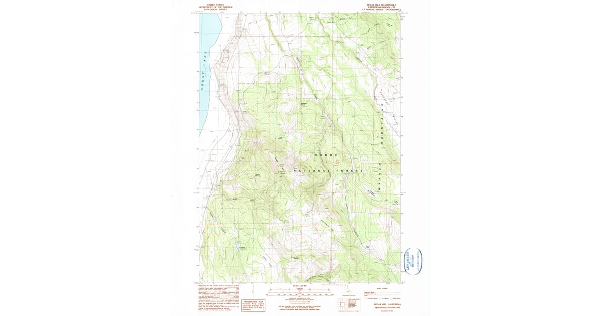 1990 Map of Sugar Hill, Modoc County, CA — High-Res | Pastmaps