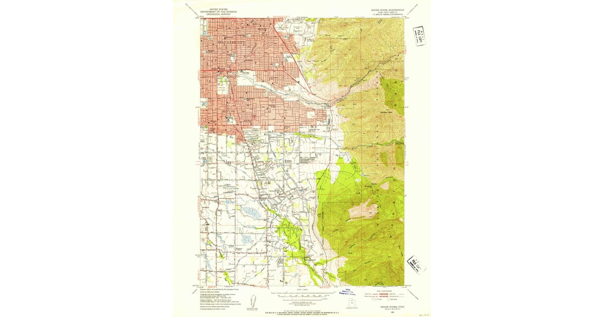 1952 Map of Sugar House, Salt Lake County, UT — High-Res, 1954 Print #2 ...