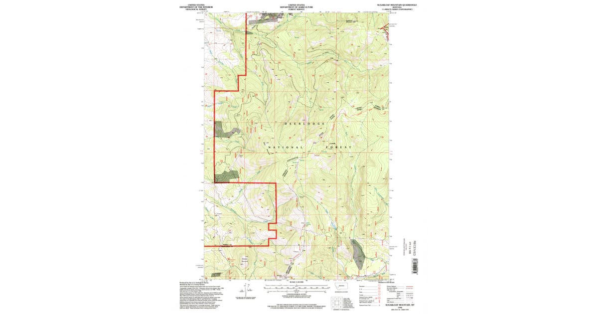1996 Map of Sugarloaf Mountain, Powell County, MT — High-Res | Pastmaps