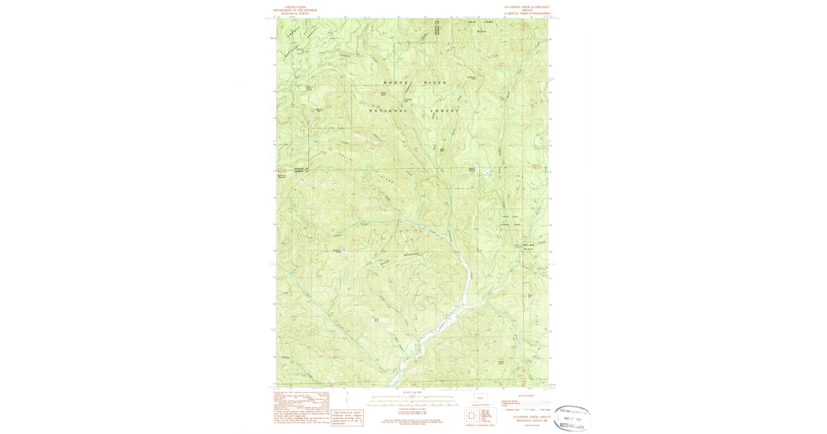 1989 Map of Sugarpine Creek, Jackson County, OR — High-Res | Pastmaps