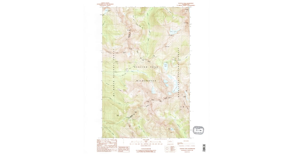 1988 Map of Suiattle Pass, Chelan County, WA — High-Res, 1988 Print #2 ...