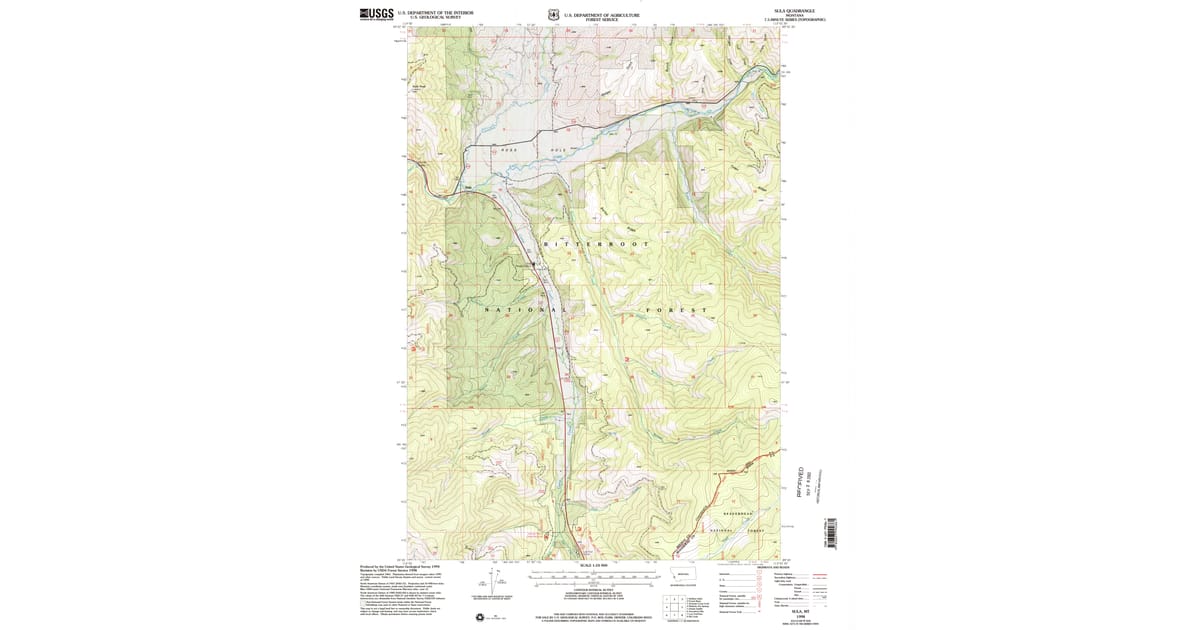 1998 Map of Sula, MT — High-Res | Pastmaps
