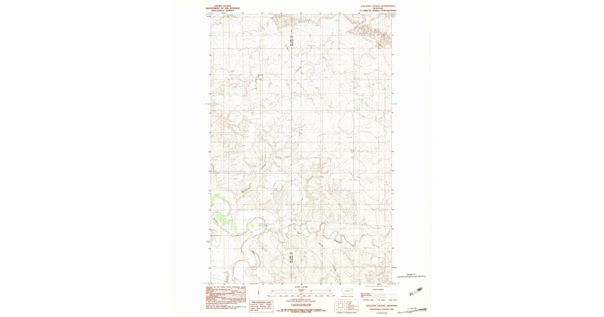 1983 Map of Sullivan Coulee, Richland County, MT — High-Res | Pastmaps