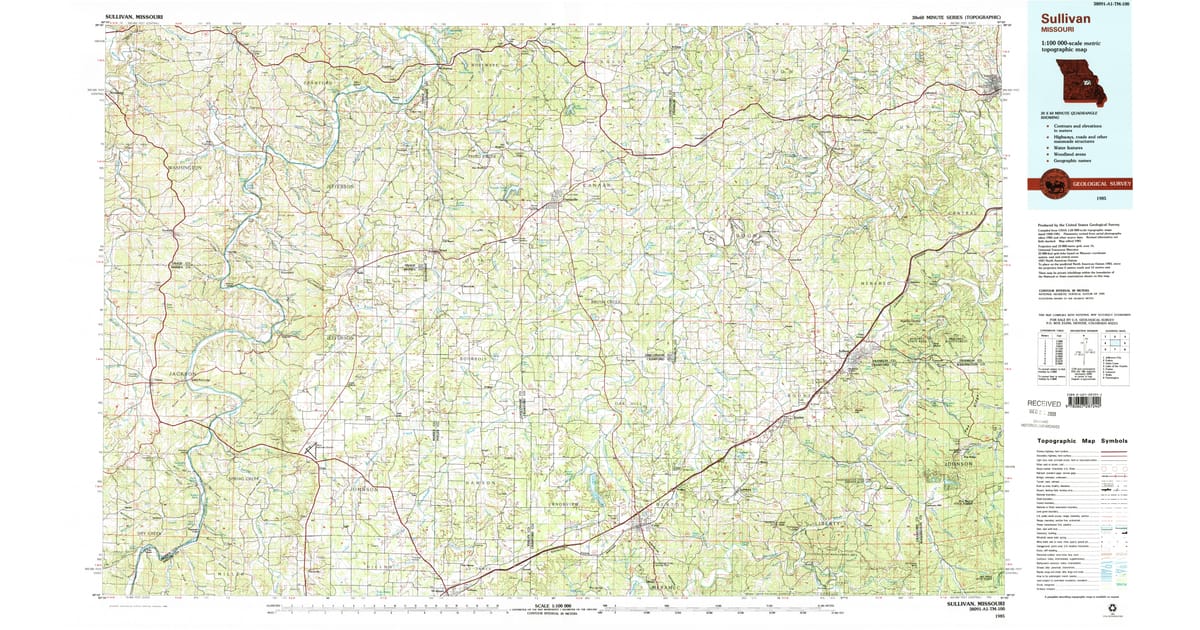 1985 Map of Sullivan, MO — High-Res, 1988 Print #2 | Pastmaps