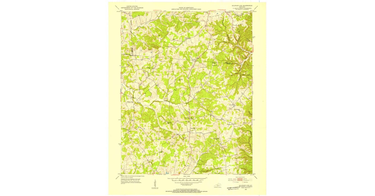 1953 Map of Sulphur Lick, Monroe County, KY — High-Res | Pastmaps