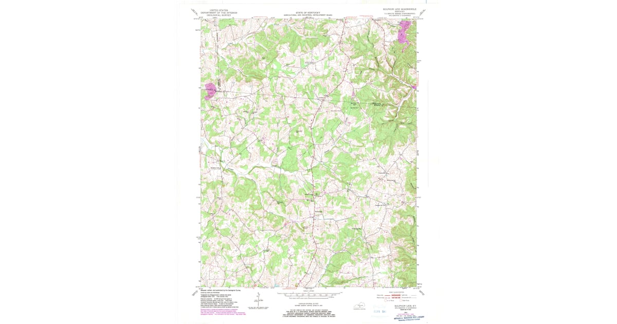 1953 Map of Sulphur Lick, Monroe County, KY — High-Res, 1983 Print ...