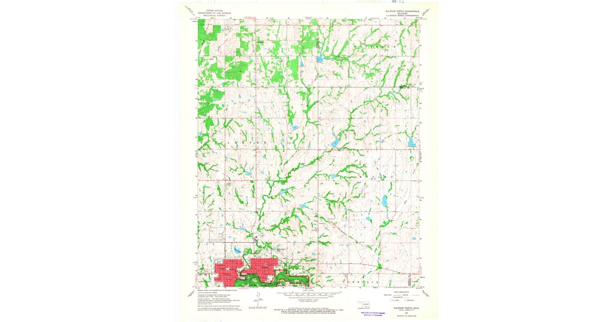 1967 Map of Sulphur North, Murray County, OK — High-Res | Pastmaps