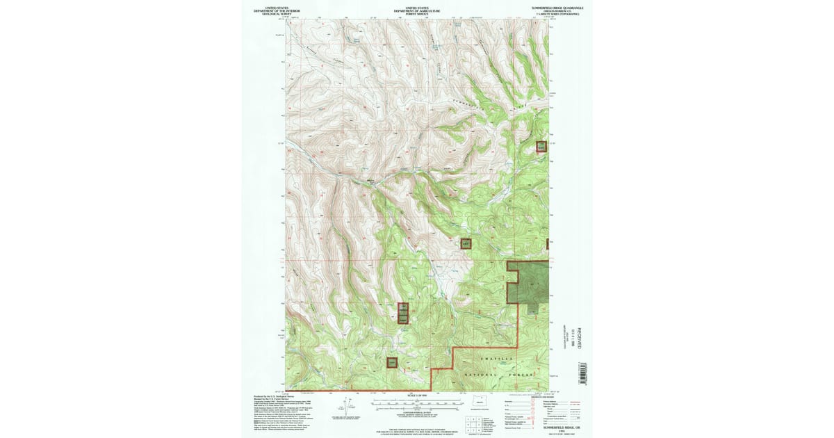 1995 Map of Summerfield Ridge, Morrow County, OR — High-Res | Pastmaps