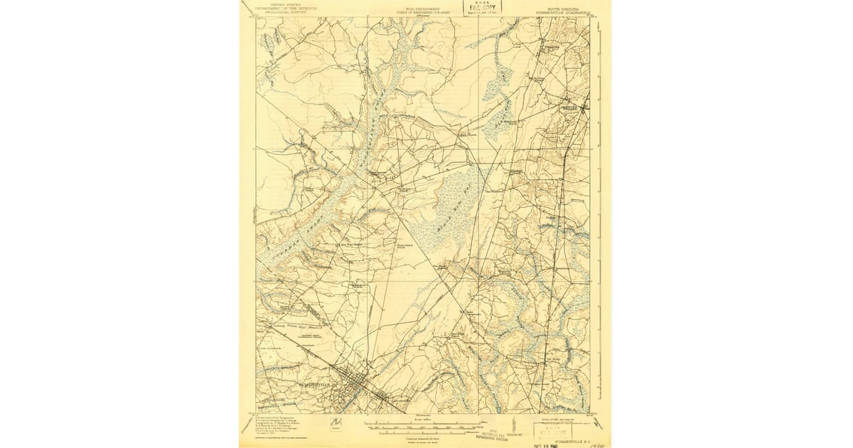 1920 Map of Summerville, SC — High-Res, 1941 Print | Pastmaps