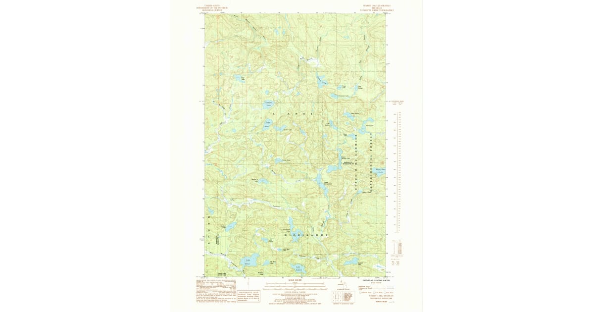1985 Map of Summit Lake, Baraga County, MI — High-Res | Pastmaps