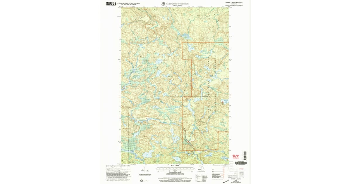 1999 Map of Summit Lake, Baraga County, MI — High-Res | Pastmaps