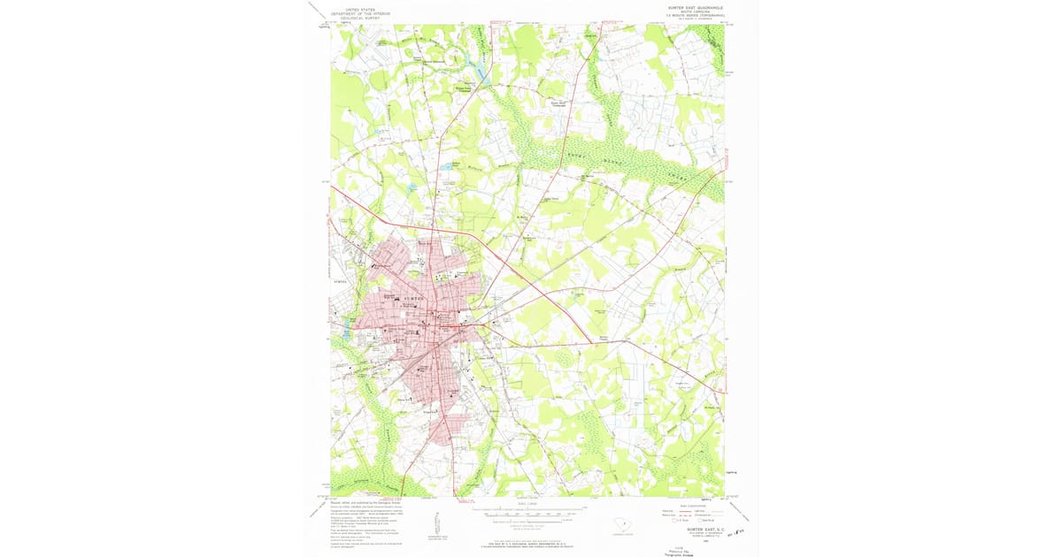 1957 Map of Sumter East, Sumter County, SC — High-Res | Pastmaps