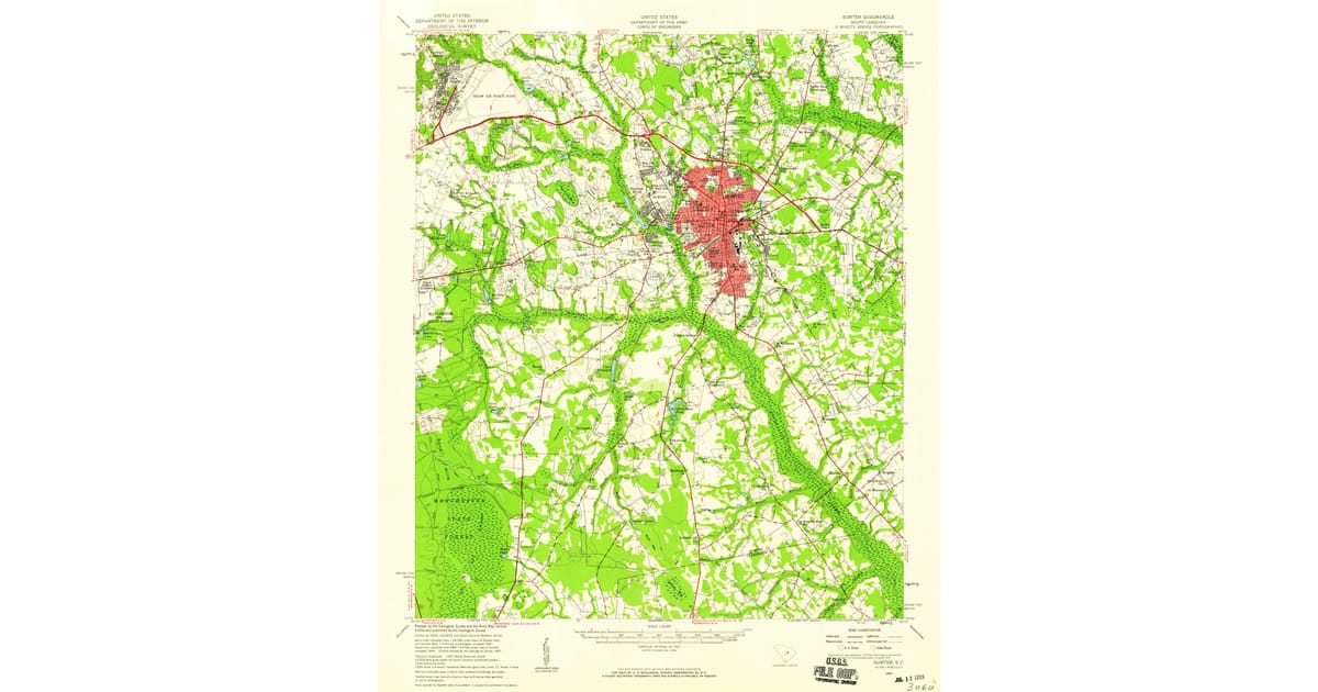 1957 Map of Sumter, SC — High-Res | Pastmaps