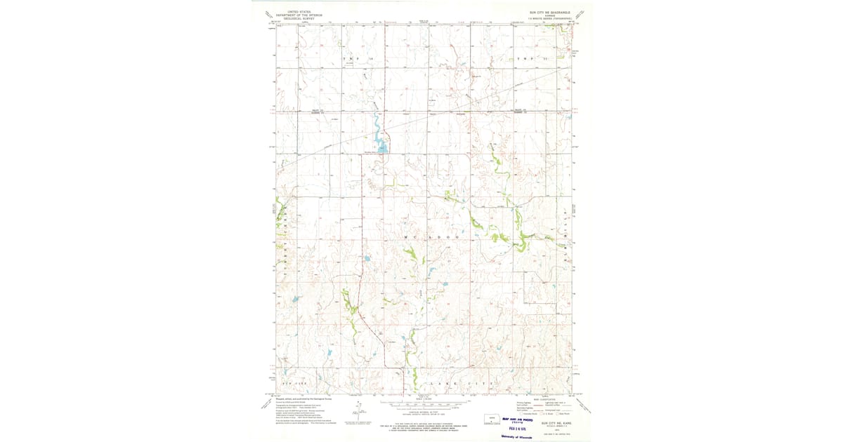 1973 Map of Sun City NE, Barber County, KS — High-Res | Pastmaps