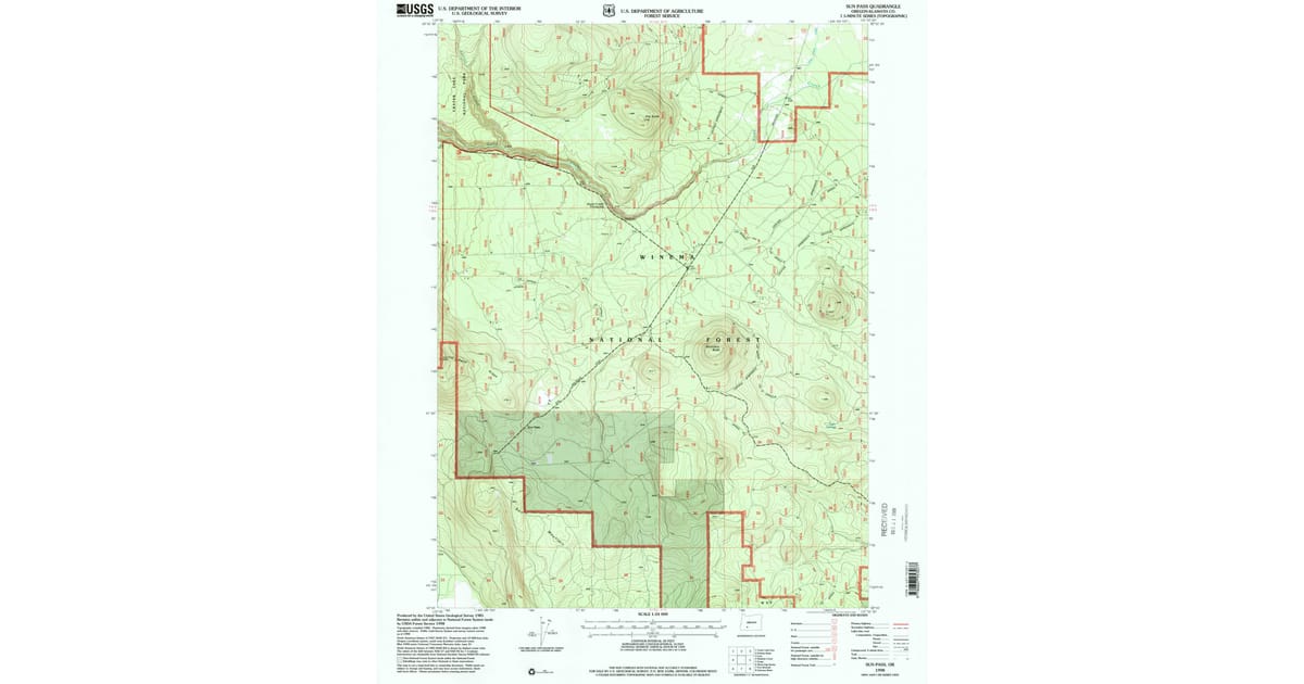 1998 Map of Sun Pass, Klamath County, OR — High-Res | Pastmaps