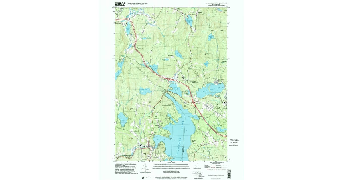 1998 Map of Sunapee Lake North, Sullivan County, NH — High-Res | Pastmaps