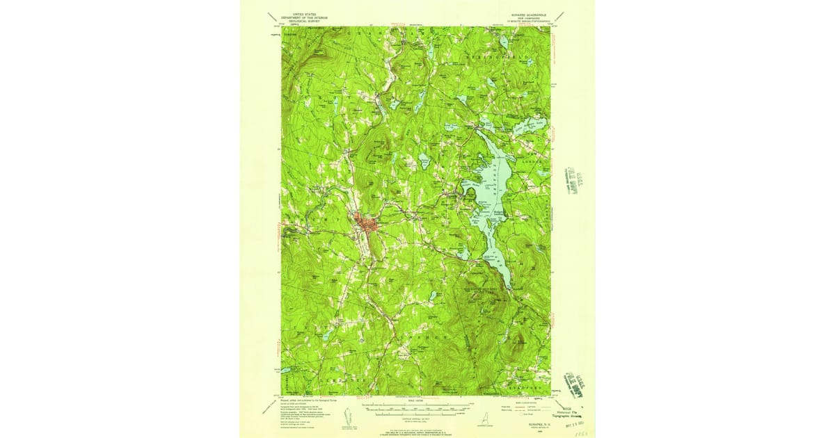 1955 Map of Sunapee, Sullivan County, NH — High-Res | Pastmaps