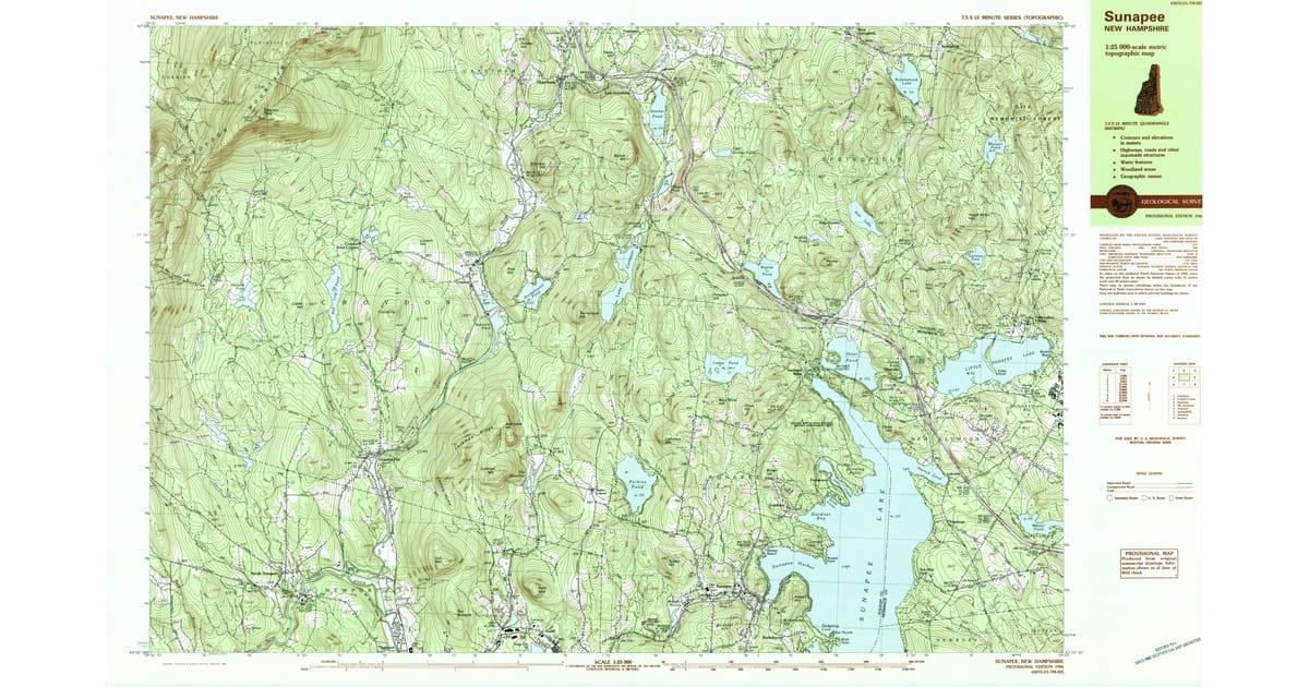 1984 Map of Sunapee, Sullivan County, NH — High-Res | Pastmaps
