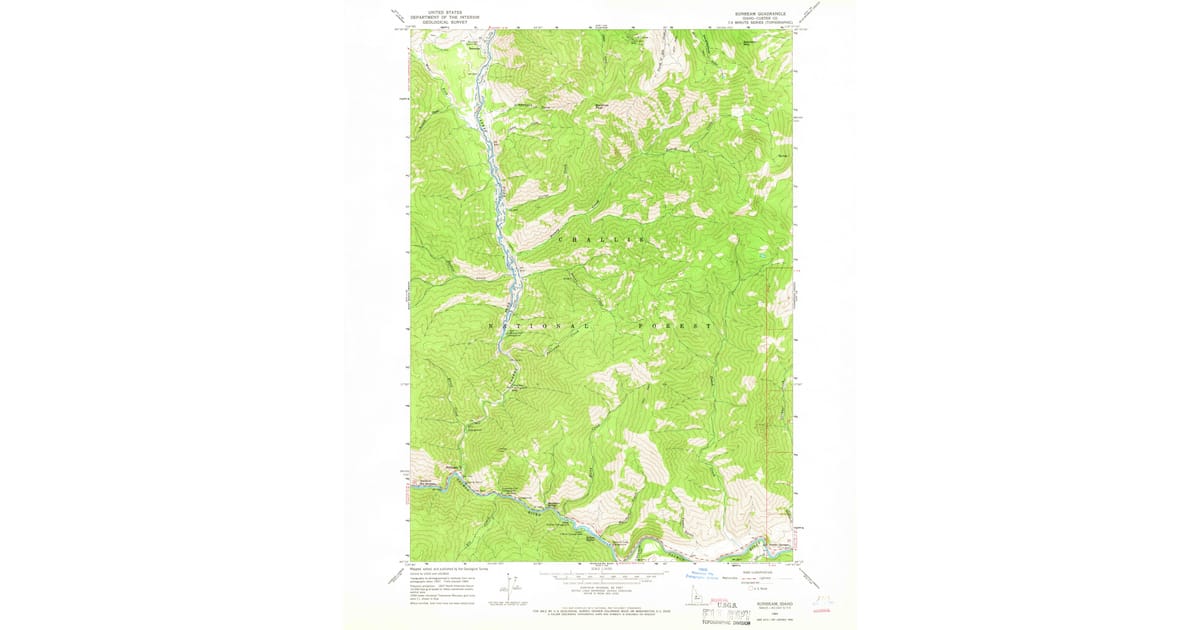 1964 Map of Sunbeam, Custer County, ID — High-Res | Pastmaps