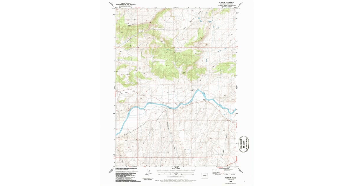 1986 Map of Sunbeam, Moffat County, CO — High-Res | Pastmaps