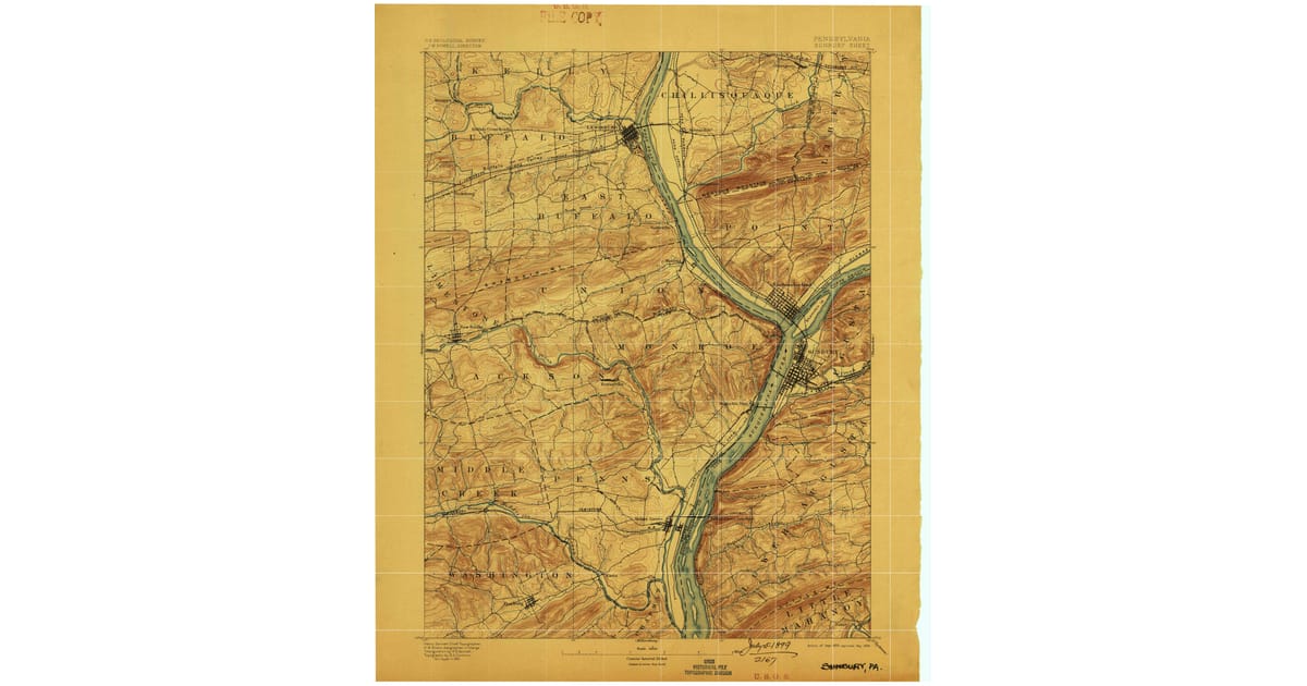 1893 Map of Sunbury, PA — High-Res, 1899 Print | Pastmaps