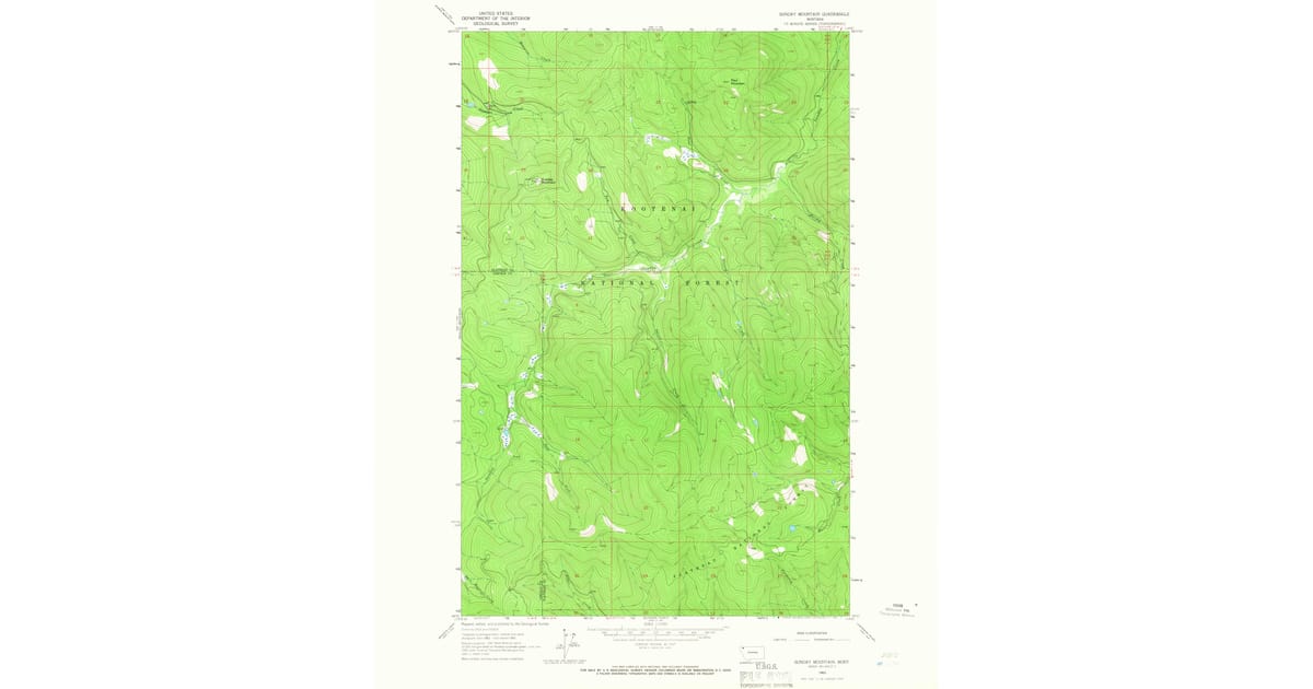 1963 Map of Sunday Mountain, Flathead County, MT — High-Res | Pastmaps