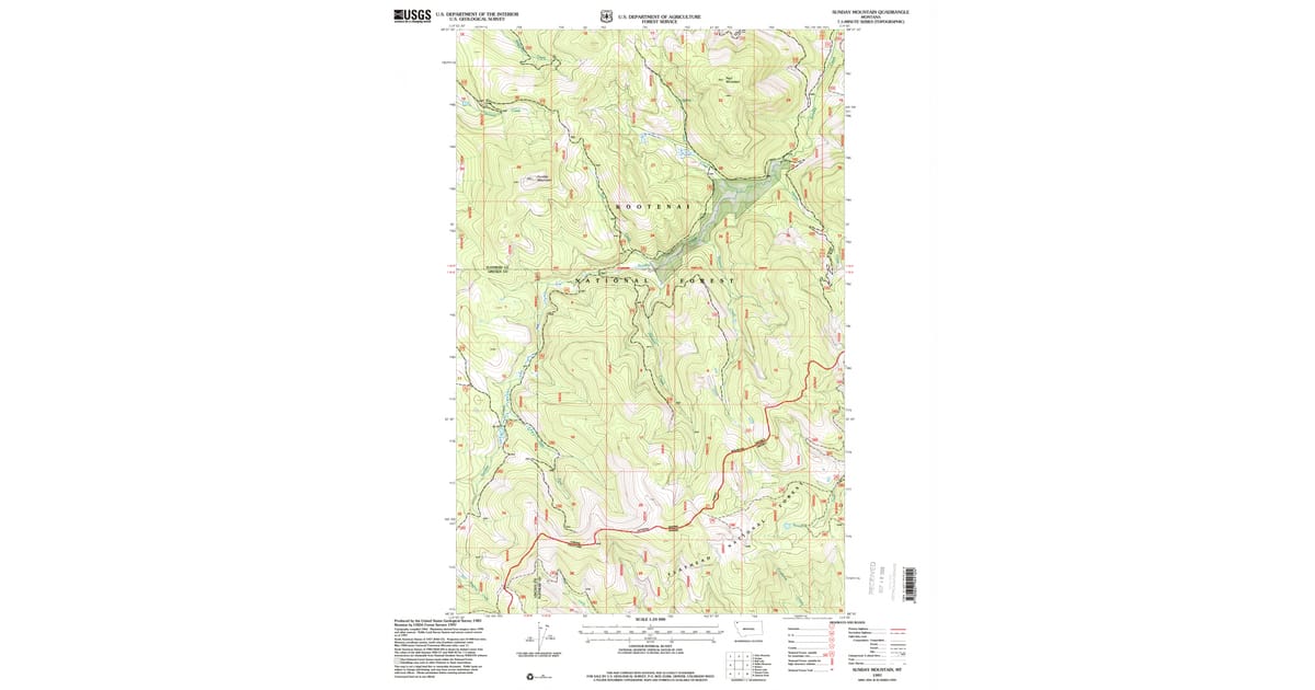 1997 Map of Sunday Mountain, Flathead County, MT — High-Res | Pastmaps