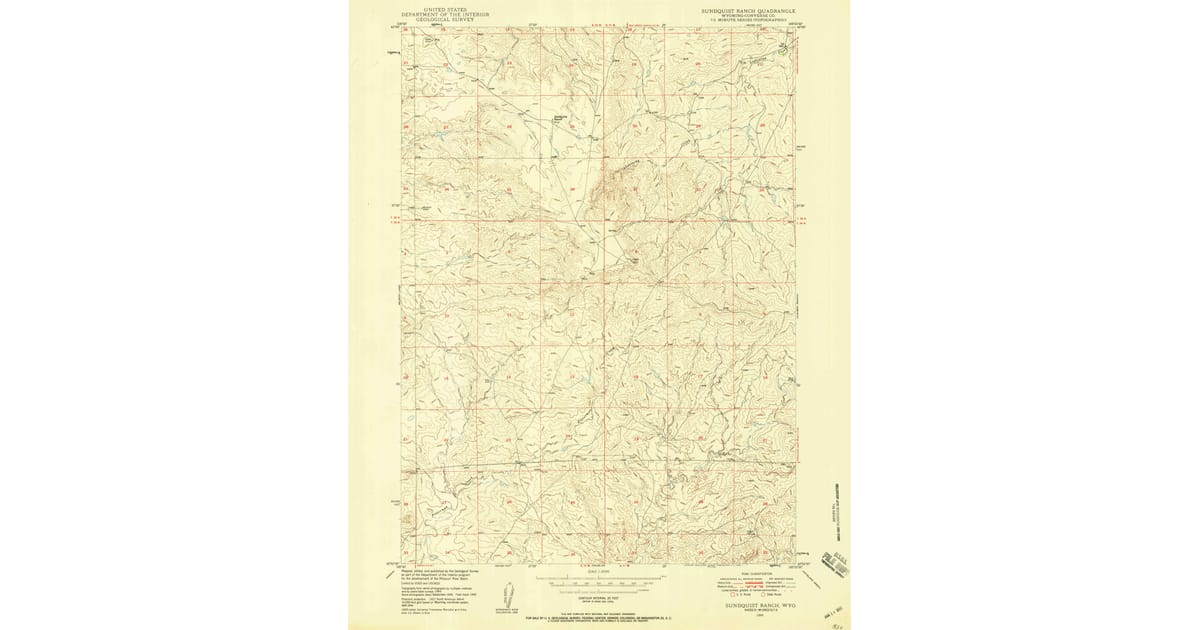 1949 Map of Sundquist Ranch, Converse County, WY — High-Res | Pastmaps