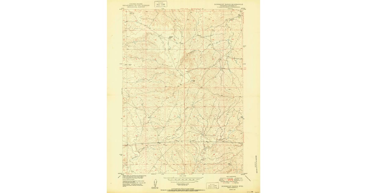 1950 Map of Sundquist Ranch, Converse County, WY — High-Res | Pastmaps