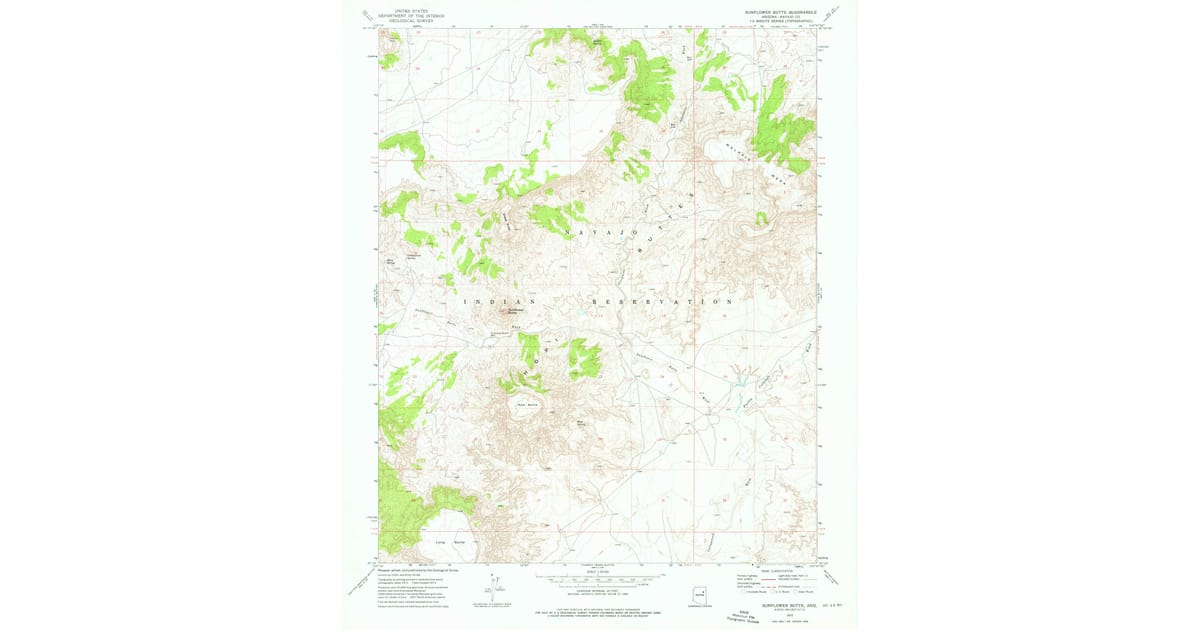 1973 Map of Sunflower Butte, Navajo County, AZ — High-Res | Pastmaps
