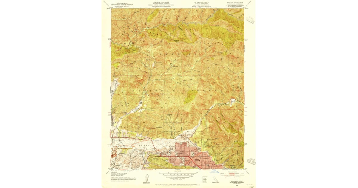 1950s Maps of Sunland, Los Angeles | Pastmaps