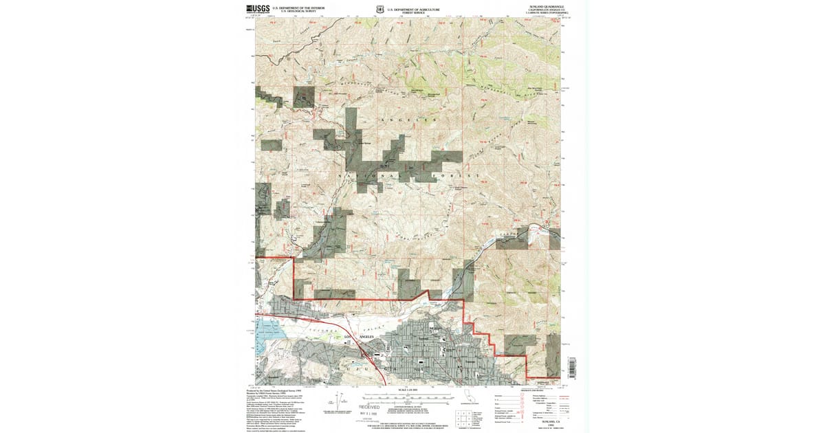 1995 Map of Sunland, Los Angeles County, CA — High-Res | Pastmaps