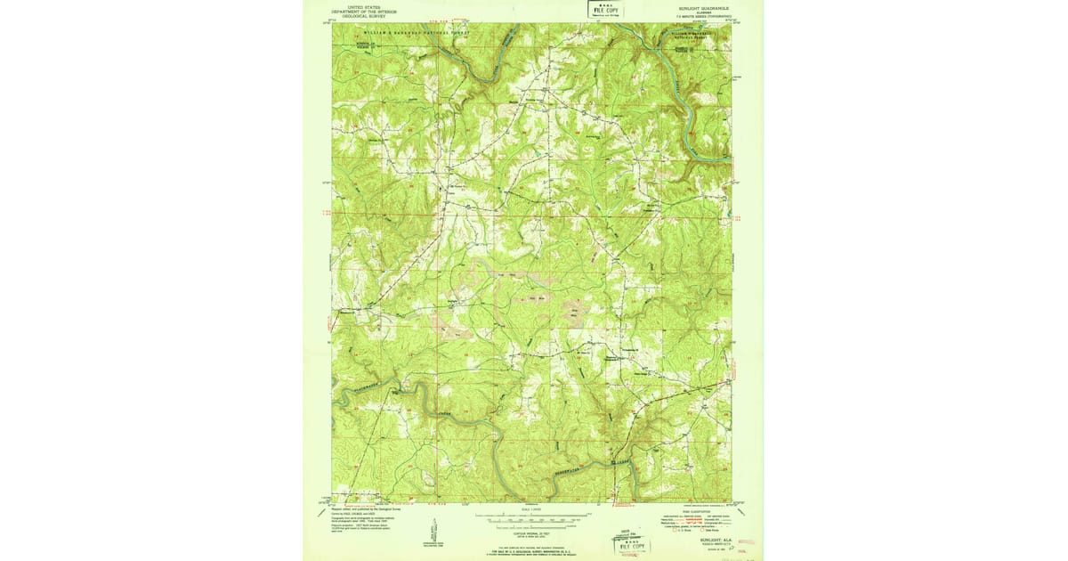 1951 Map of Sunlight, Walker County, AL — High-Res, 1951 Print #2 ...