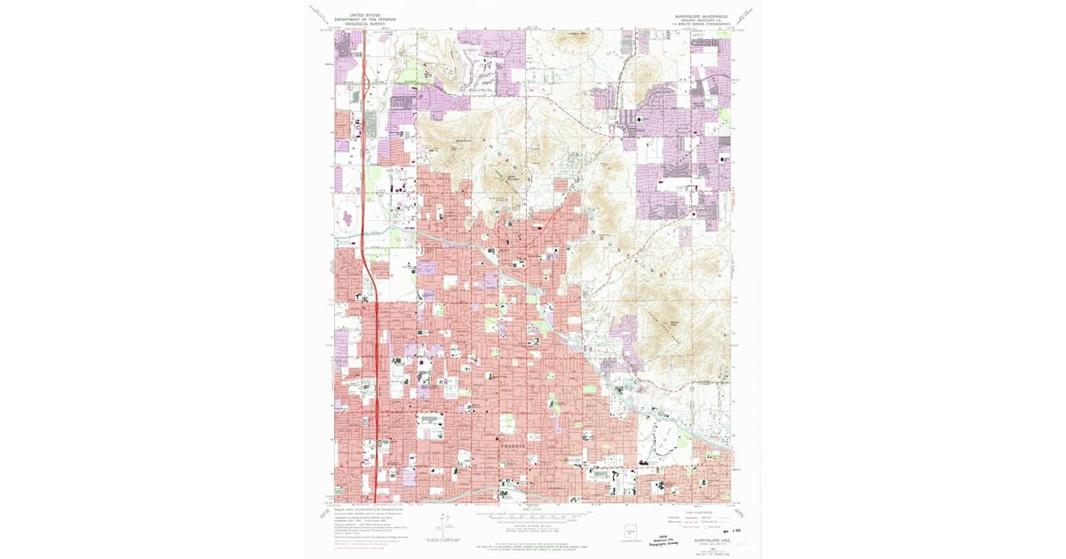 1965 Map of Sunnyslope, Maricopa County, AZ — High-Res, 1975 Print ...