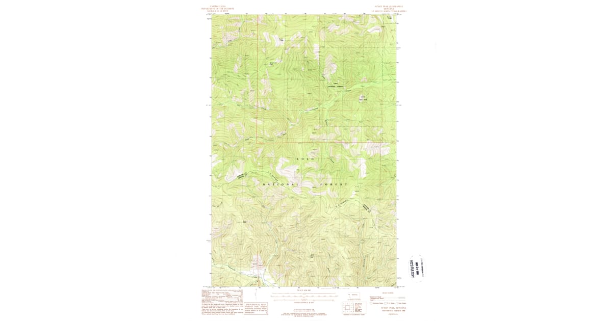 1988 Map of Sunset Peak, Sanders County, MT — High-Res | Pastmaps