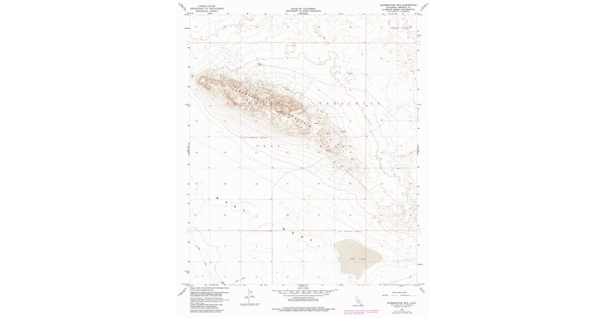 1956 Map of Superstition Mtn, Imperial County, CA — High-Res, 1979 ...