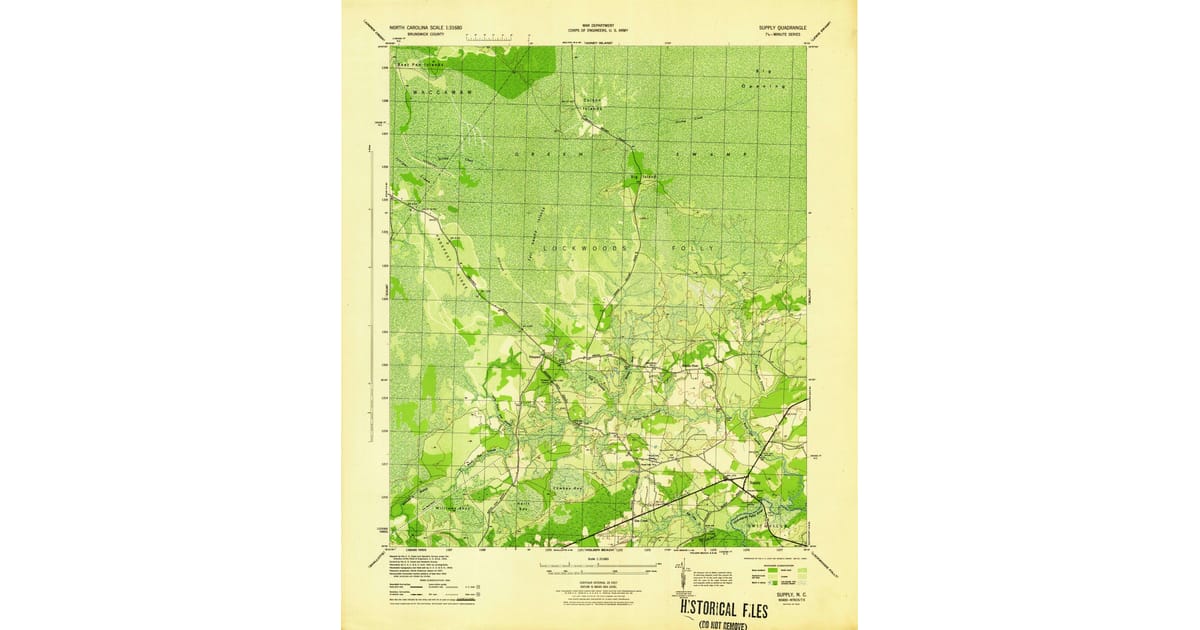 1944 Map of Supply, Brunswick County, NC — High-Res | Pastmaps