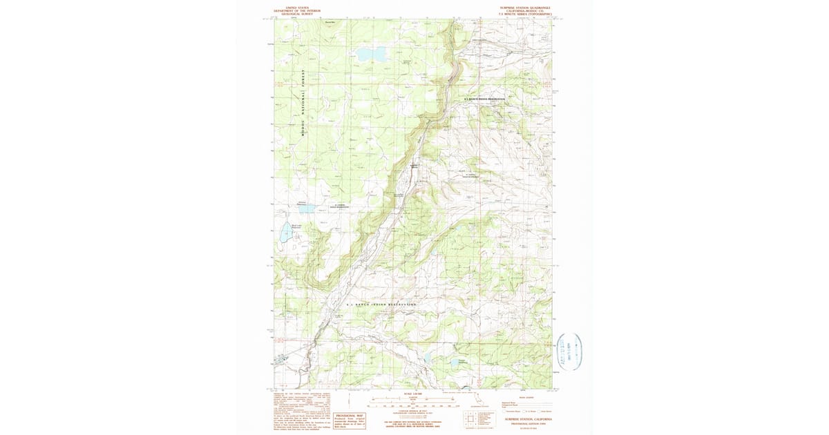 1990 Map of Surprise Station, Modoc County, CA — High-Res | Pastmaps
