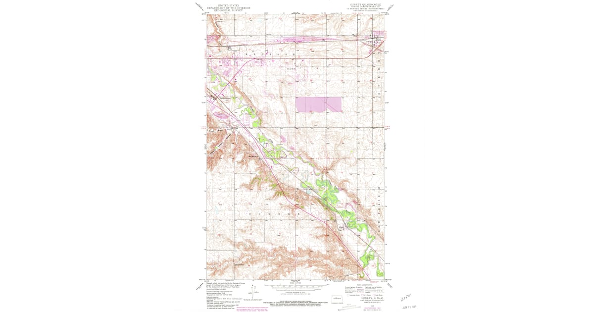 1948 Map of Surrey, ND — High-Res | Pastmaps