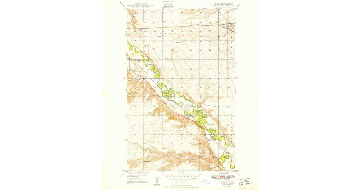 1949 Map of Surrey, ND — High-Res | Pastmaps
