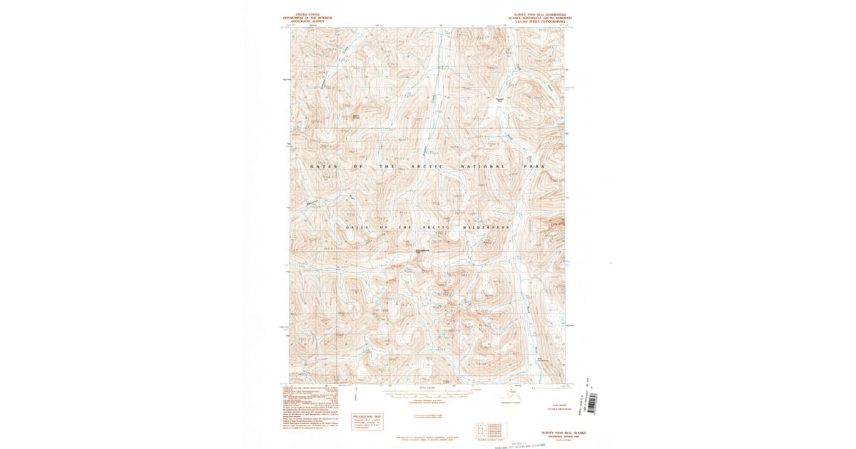 1990 Map of Survey Pass B-5, Northwest Arctic Borough, AK — High-Res ...