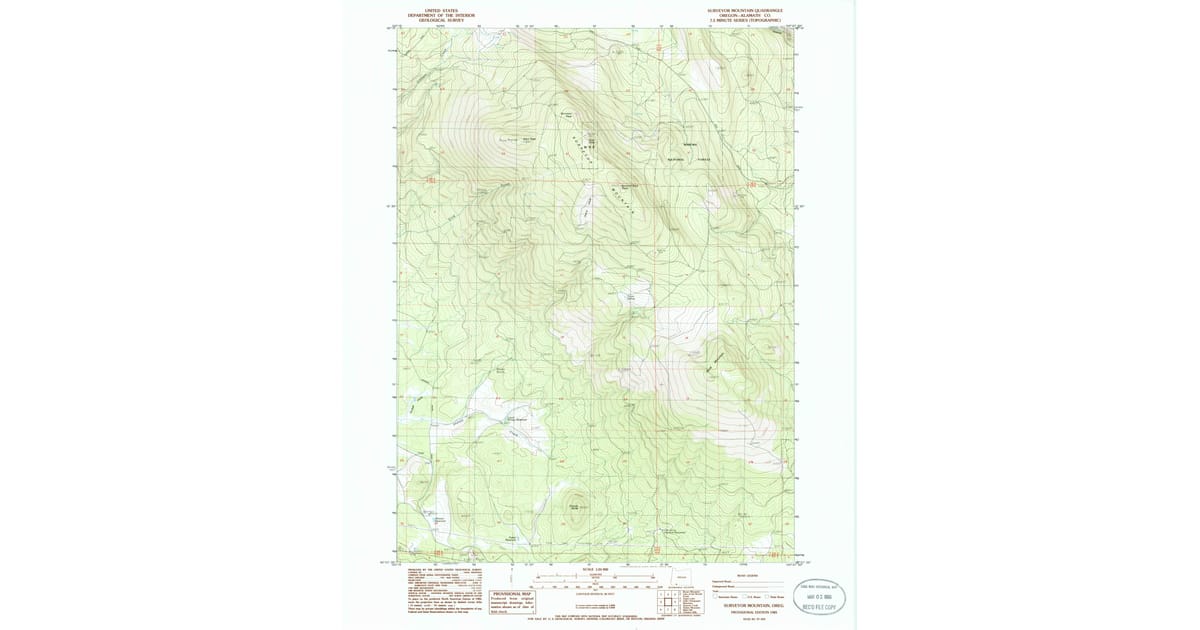 1985 Map of Surveyor Mountain, Klamath County, OR — High-Res | Pastmaps