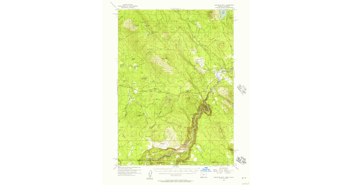 1955 Map of Surveyor Mtn, Klamath County, OR — High-Res | Pastmaps