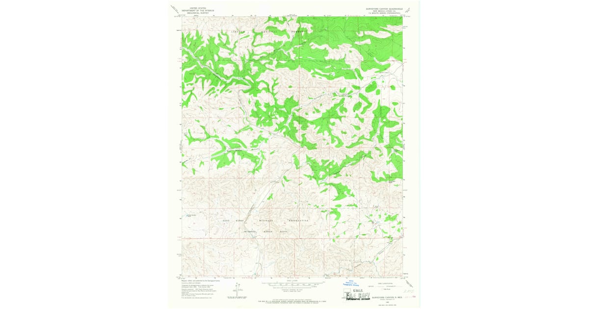 1965 Map of Surveyors Canyon, Otero County, NM — High-Res | Pastmaps