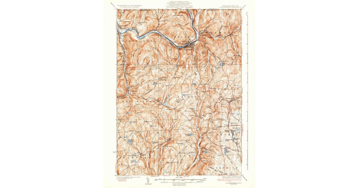 1935 Map of Susquehanna, Susquehanna County, PA — High-Res | Pastmaps