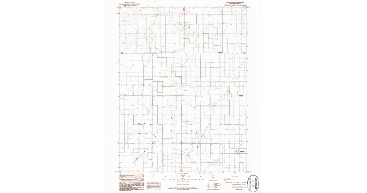 1986 Map of Sutherland, UT — High-Res | Pastmaps