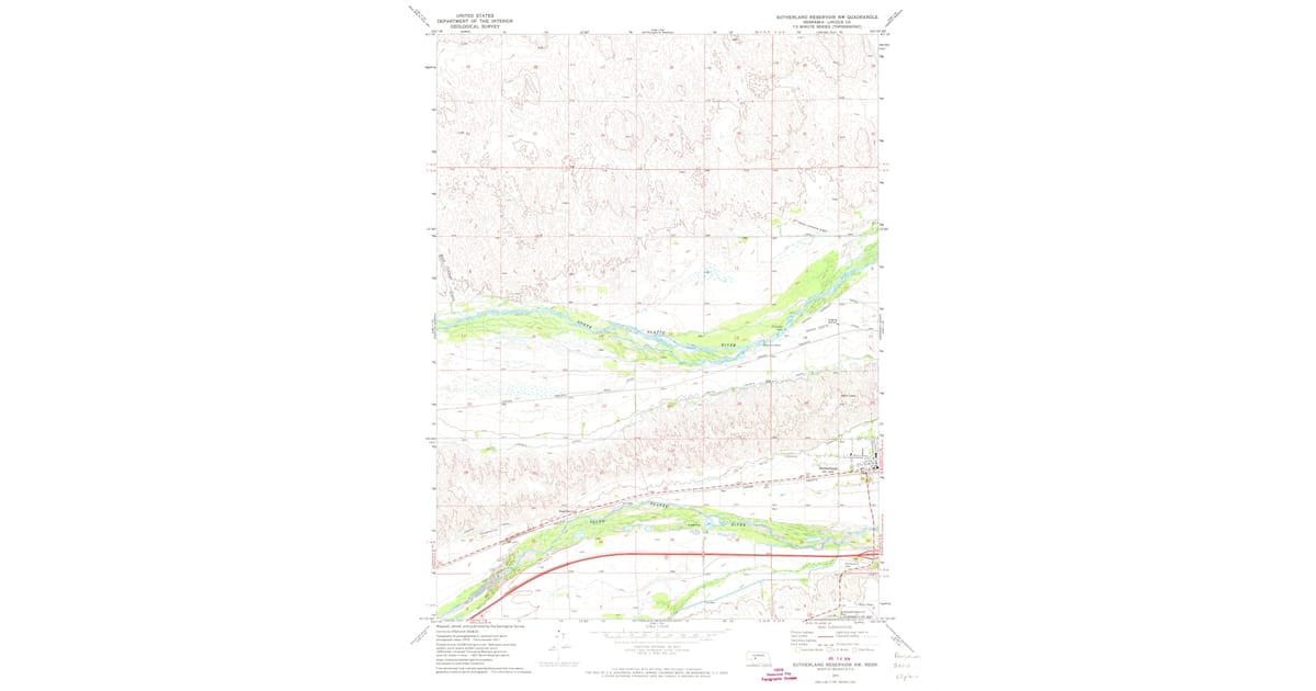 1971 Map of Sutherland Reservoir NW, Lincoln County, NE — High-Res ...