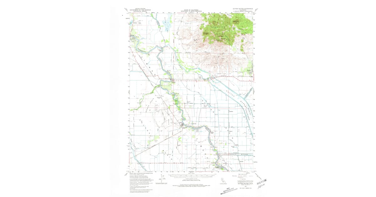 1954 Map of Sutter Buttes, Sutter County, CA — High-Res, 1981 Print ...